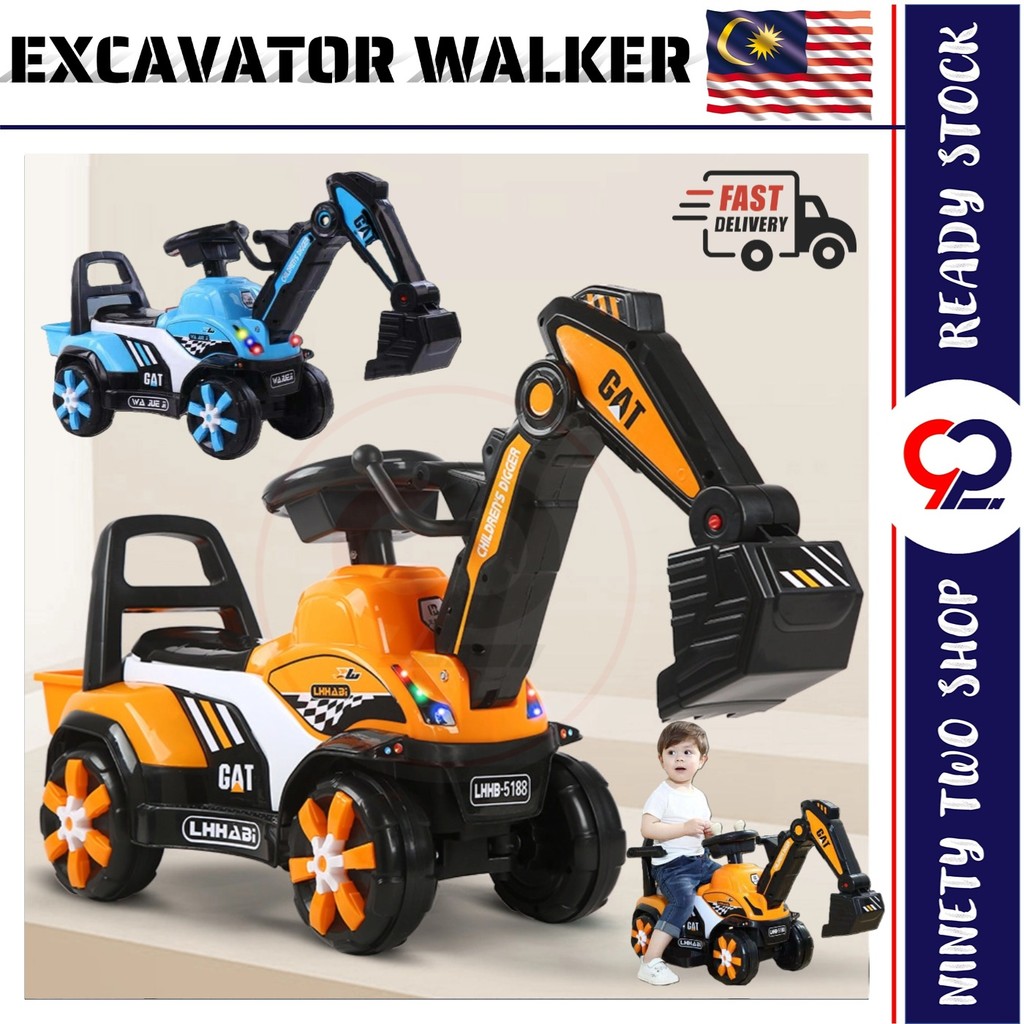Children Kid Excavator Toy Car Ride On With Music And Light | Shopee ...