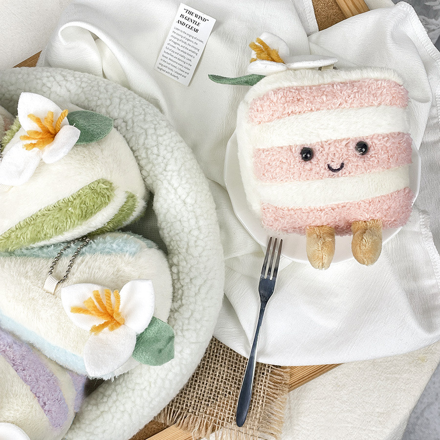 Cake Plush Whimsical Keychain In Mud Purple Matcha And Strawberry Girls ...