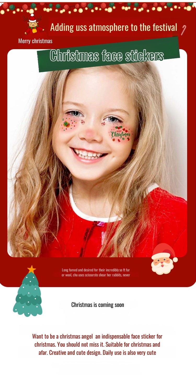 Party cartoon cute temporary tattoo stickers Christmas face stickers ...