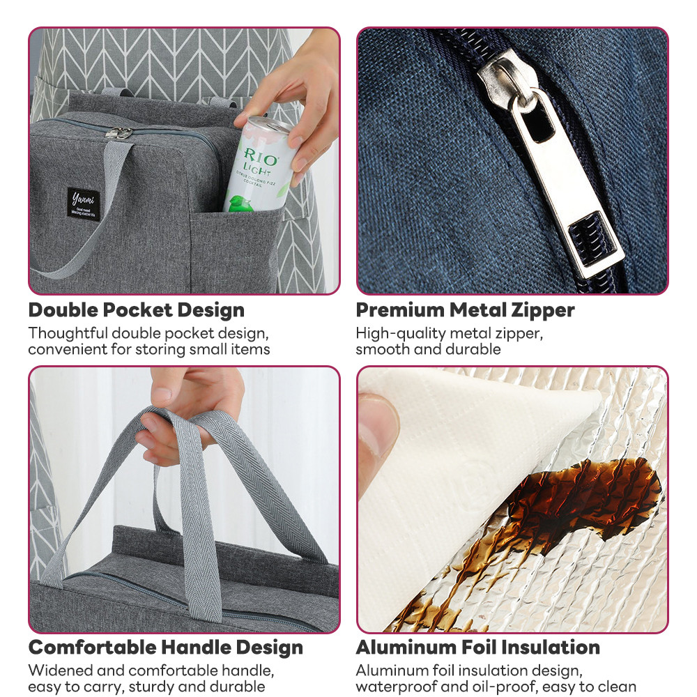 LAKOE Lunch Box Bag Aluminum Film Thermal Bag For Food Waterproof Lunch Beg Insulation Bag ...