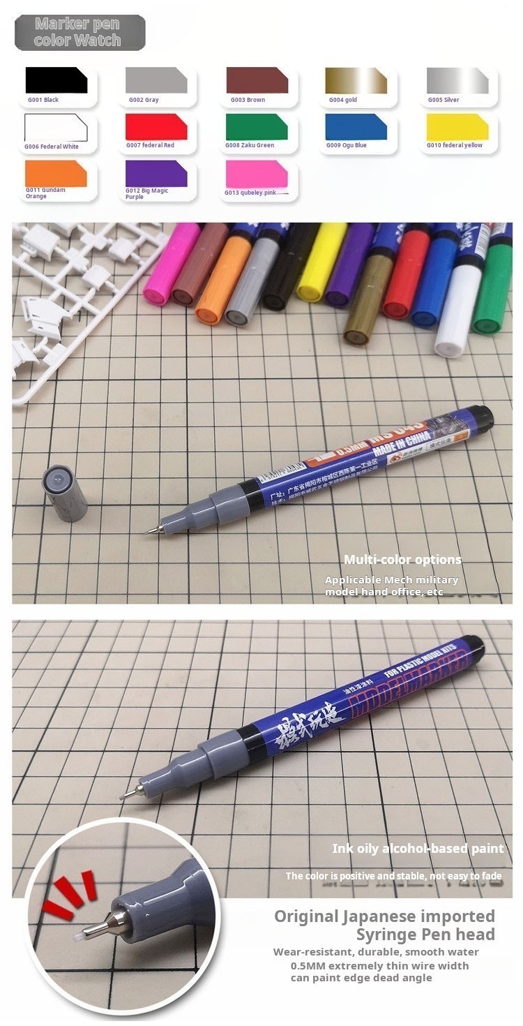 MS043 Oily Model Marker Extra-fine 0.5mm Hook Erase Pen for Gundam ...