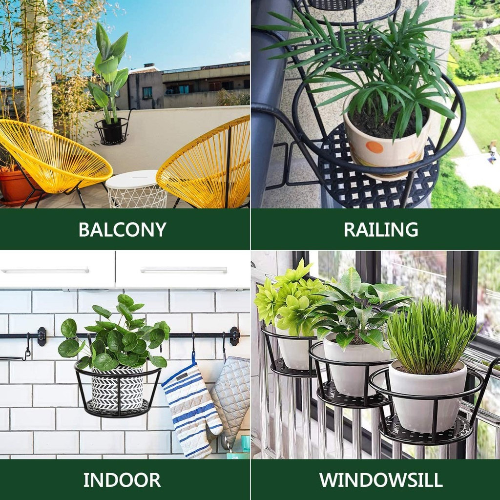 【NV Ready Stock】Balcony Iron Metal Flower Pot Basket Hanger Plant ...