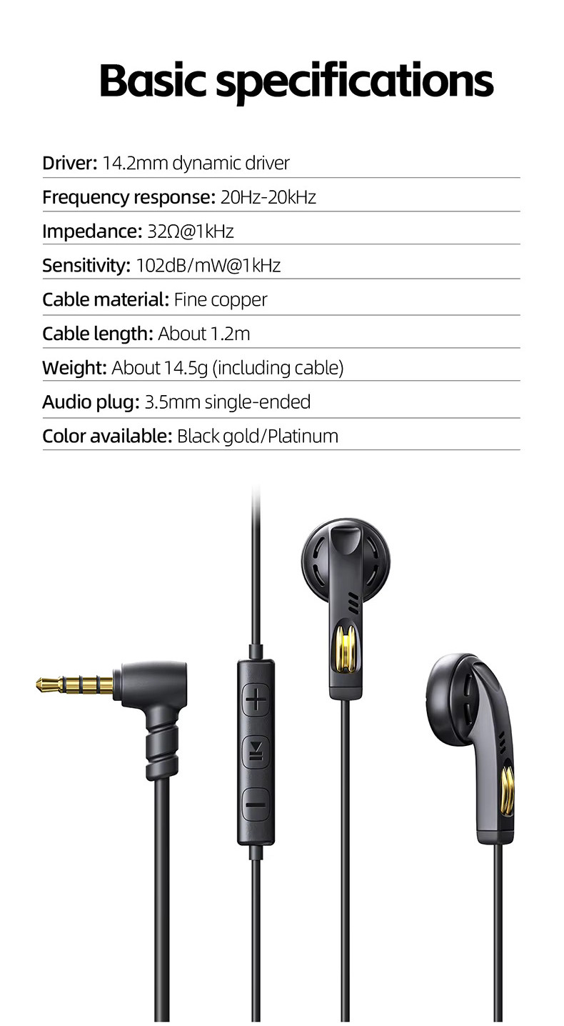 FiiO JF11, U-Shaped Hi-Fi Gaming Earbuds: 14.2mm Dynamic Driver Wired Earphones with/without ...