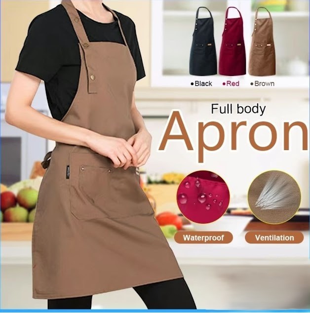 ATLAS Apron kalis air gantung leher apron kedai kopi apron fesyen apron ...