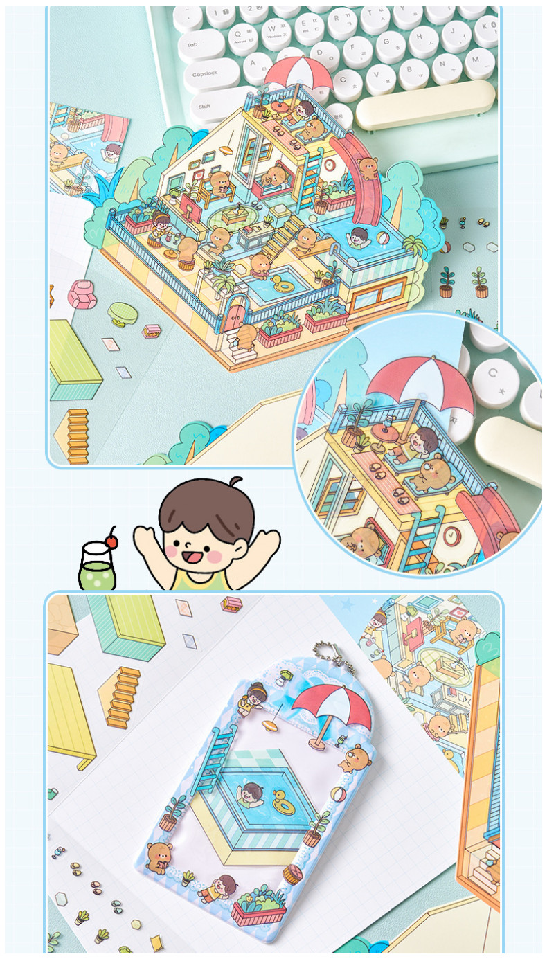 ENWEI 3 Pcs [Four Seasons Cottage Series] Cute 3D Journal Stickers ...