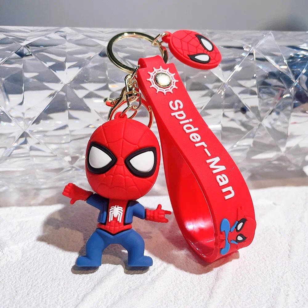 Marvel Spiderman Keychains Cartoon Spiderman Doll Keyrings Anime Figure ...