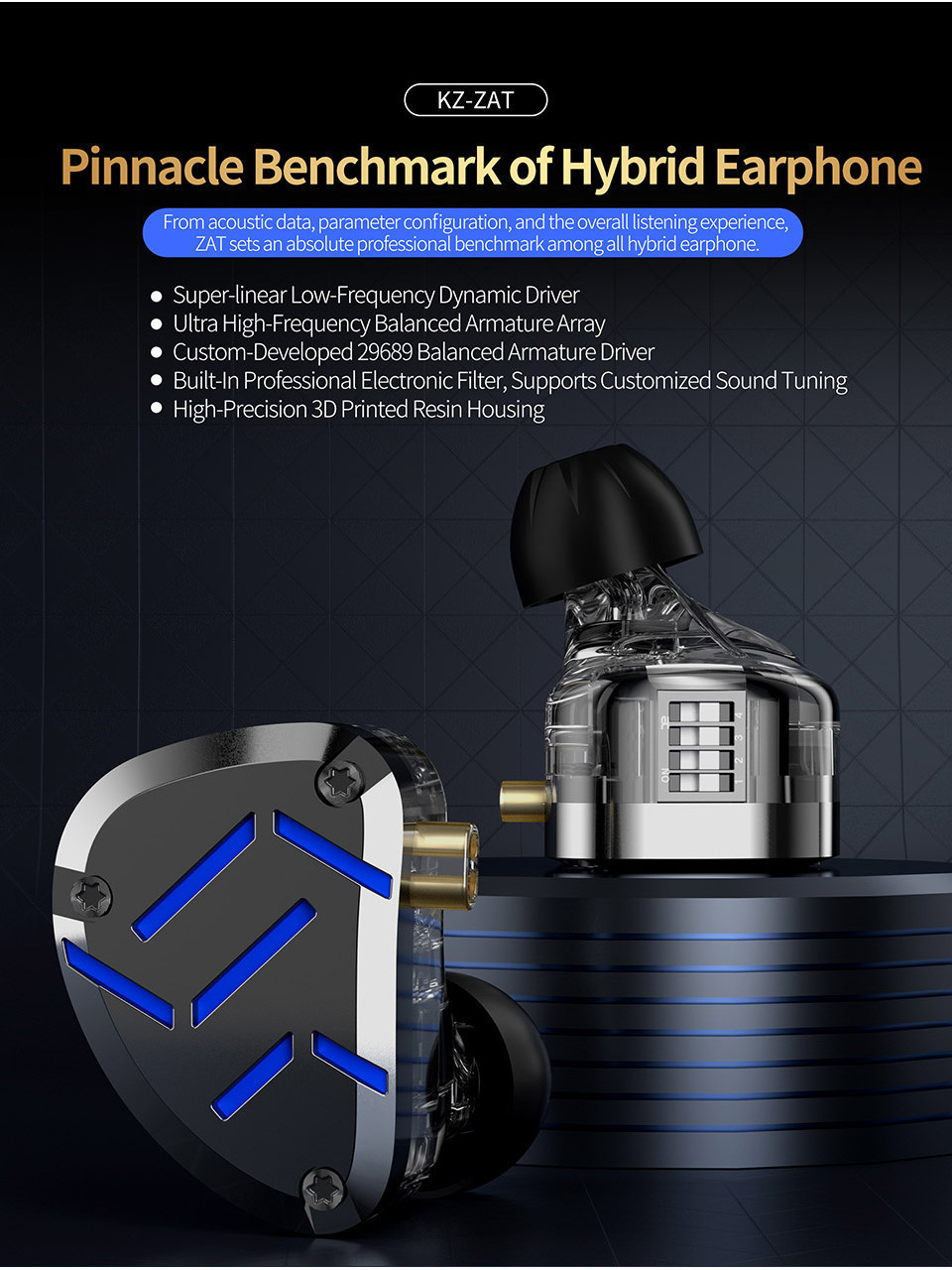 Uareliffe KZ ZAT Tunable Earbud With PU Storage Box Super Linear ...