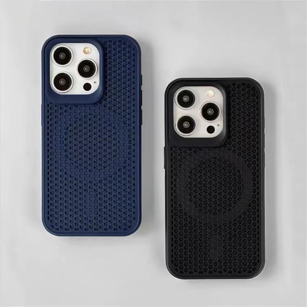 Minimal heat dissipation breathable mesh magnetic phone case for iPhone ...