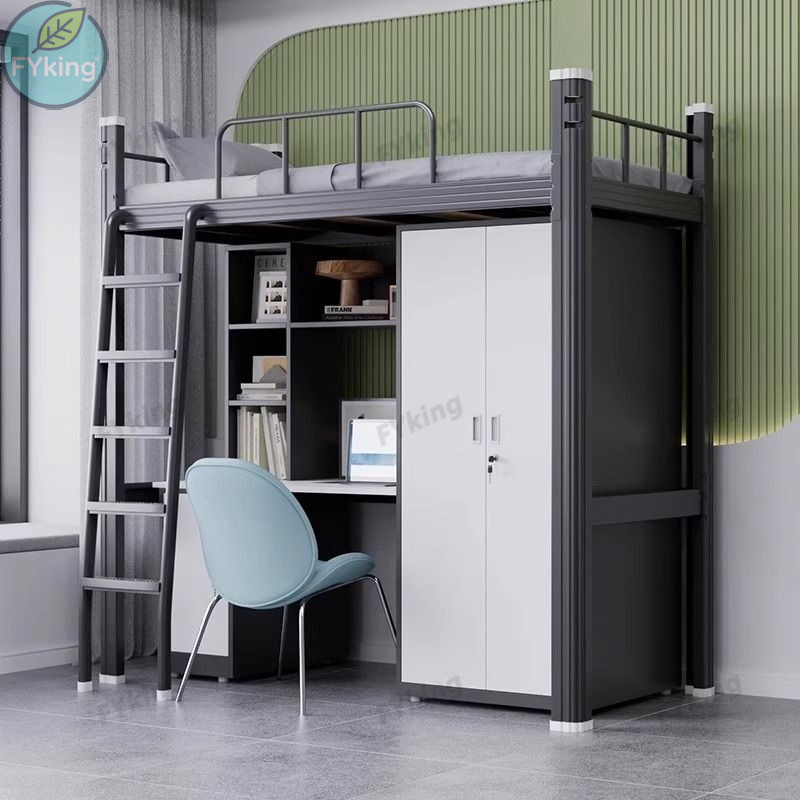 【Free Shipping】 FYking Bed Frame Double Layered Overweight Bed Elevated Bunk Bed Space Saving ...