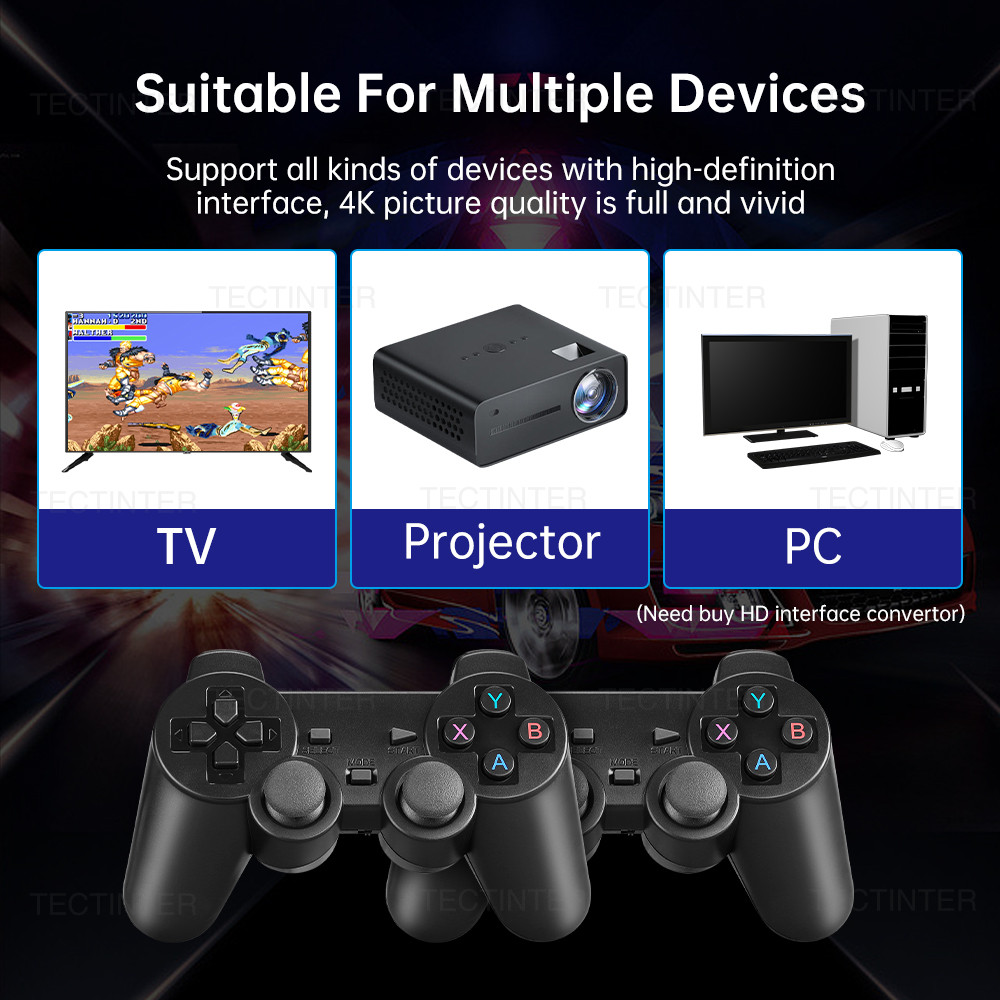 M8 4K HD 64GB Built-in 20000 Games Wireless Controller Retro Handheld Game Console TV Stick ...