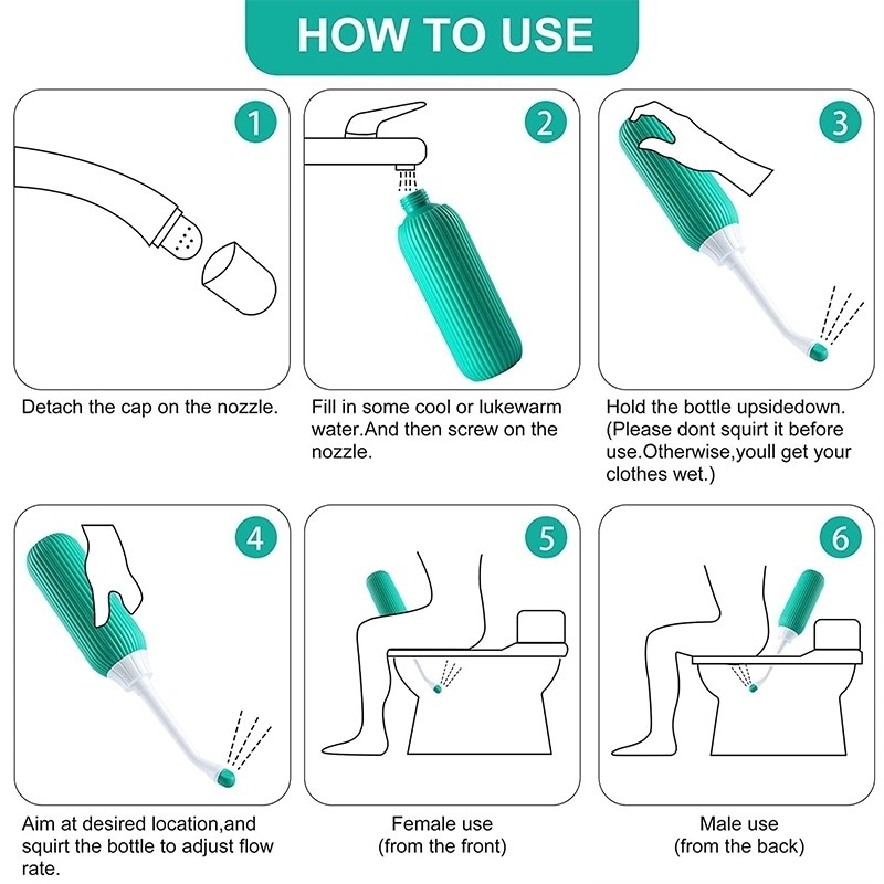 500ML Portable Bidet Spray Set Travel Hand Held Personal Cleaner Hygiene Bottle Spray Washing ...