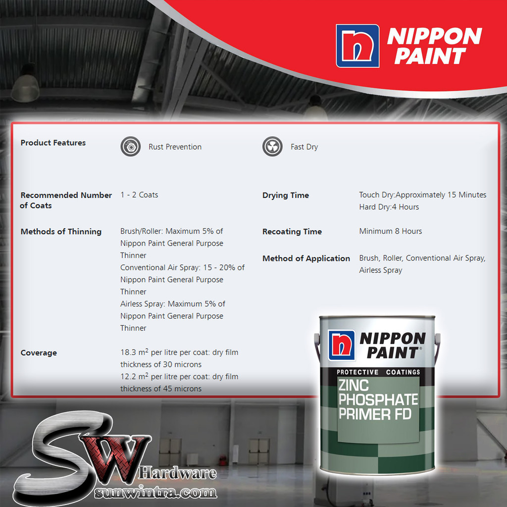 NIPPON 5L ZINC PHOSPHATE PRIMER FD Rust inhibiting primer for iron ...