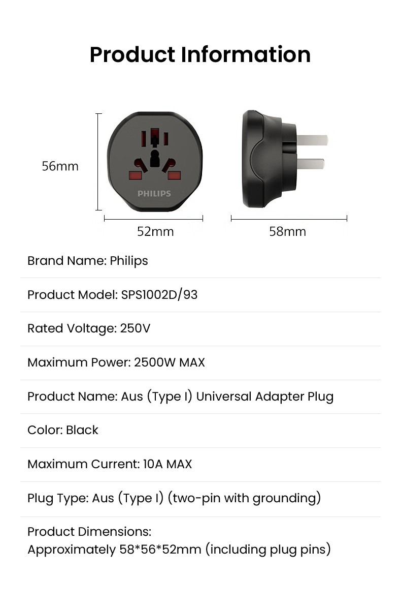 Philips Power Adapter Plug UK/US/Europe Multi-country Plug Conversion ...