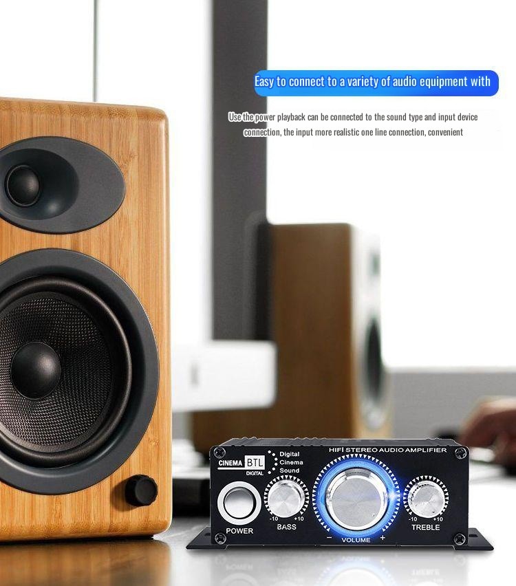 12V home car amplifier mini small amplifier dual channel full aluminum ...