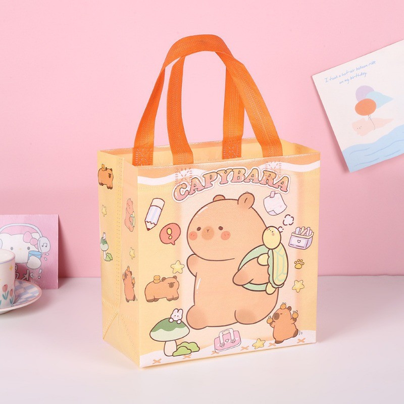 Capybara Cartoon Paper Bags Hand-held Non Woven Bags Rectangular Gift ...