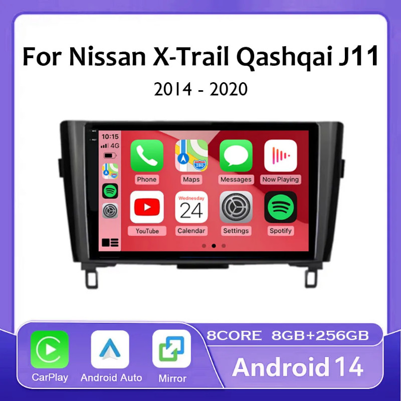 Wireless CarPlay&Auto Android 14 Radio For Nissan Qashqai J11 X-Trail 3 T32 2013-2017 Car ...