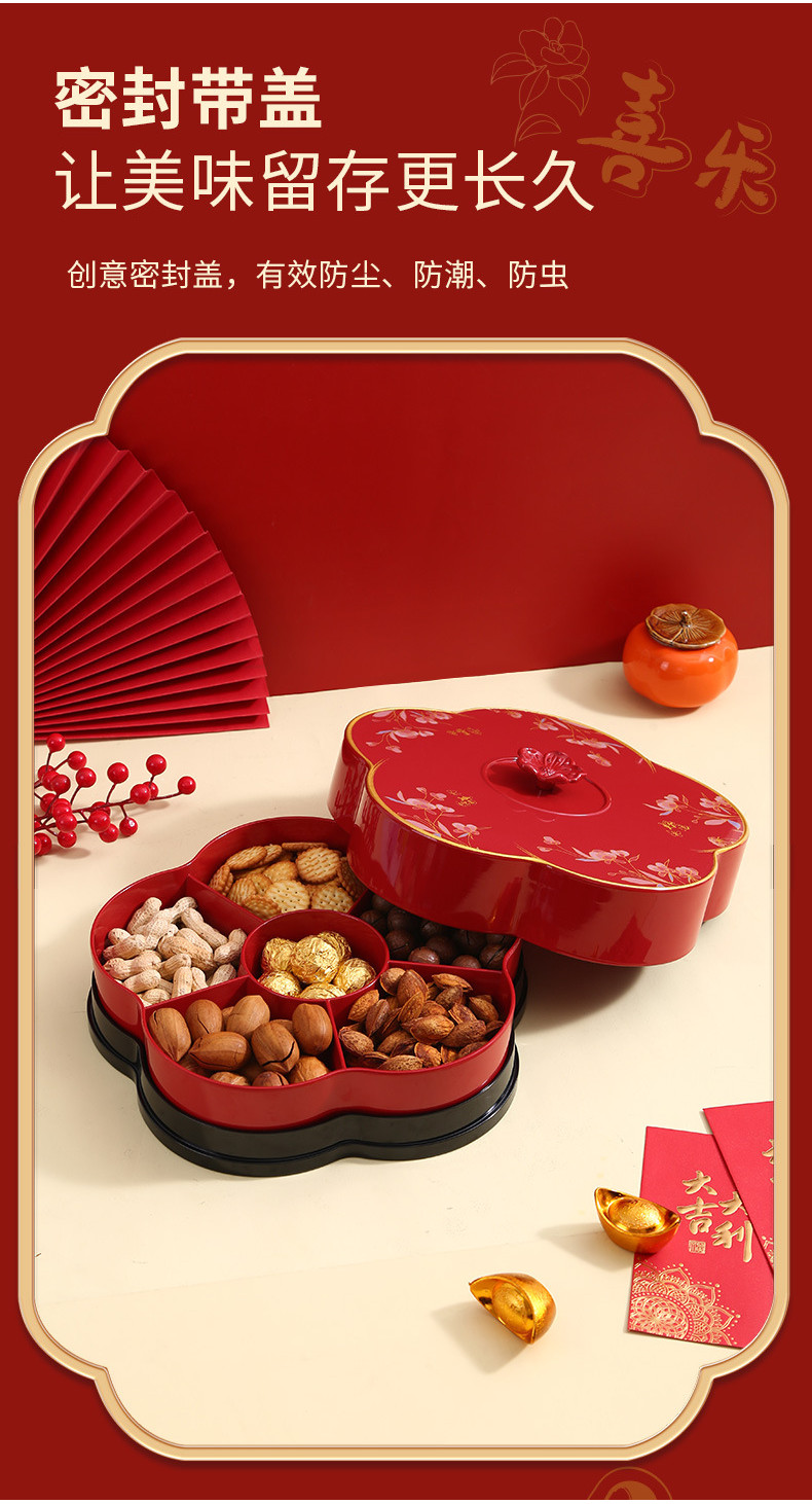 2025新年果盤糖果盒乾果盒New Year Chinese Lace Shaped Candy Box Spring Festival ...
