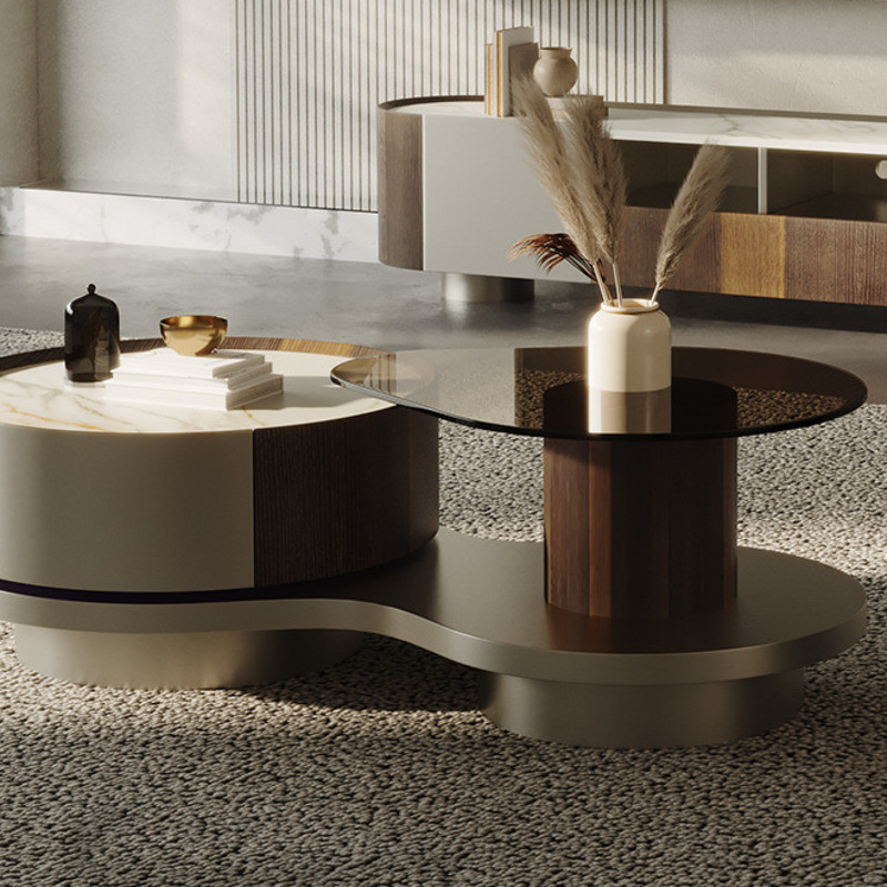Rock Slab Table New Coffee Style Rotating Tea Table For Living Room ...