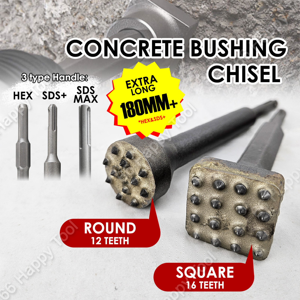 (SDS+/Hexagon) Concrete Bushing Hammer Chisel Drill Bit 12T 16T Point ...