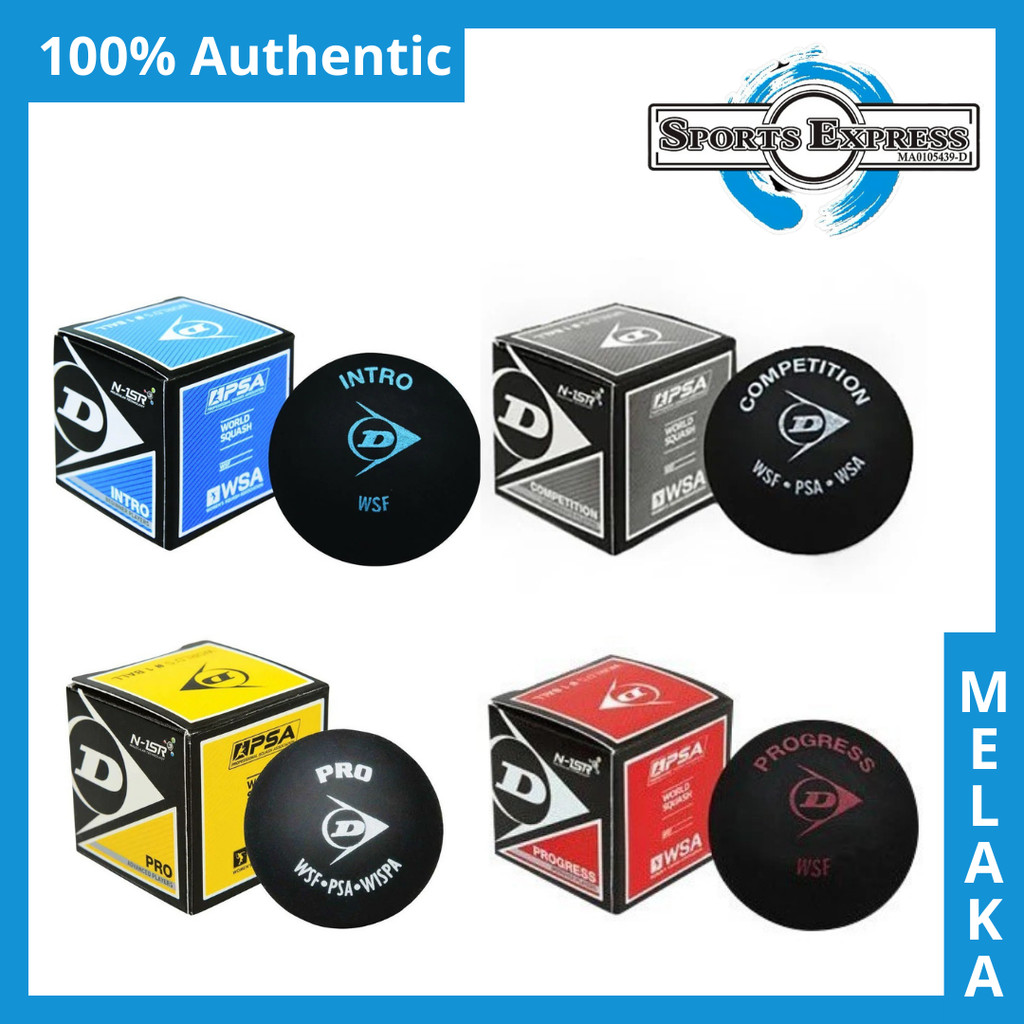 Dunlop Squash Ball Bola Skuasy Intro/Progress/Competition/Pro [100% ...