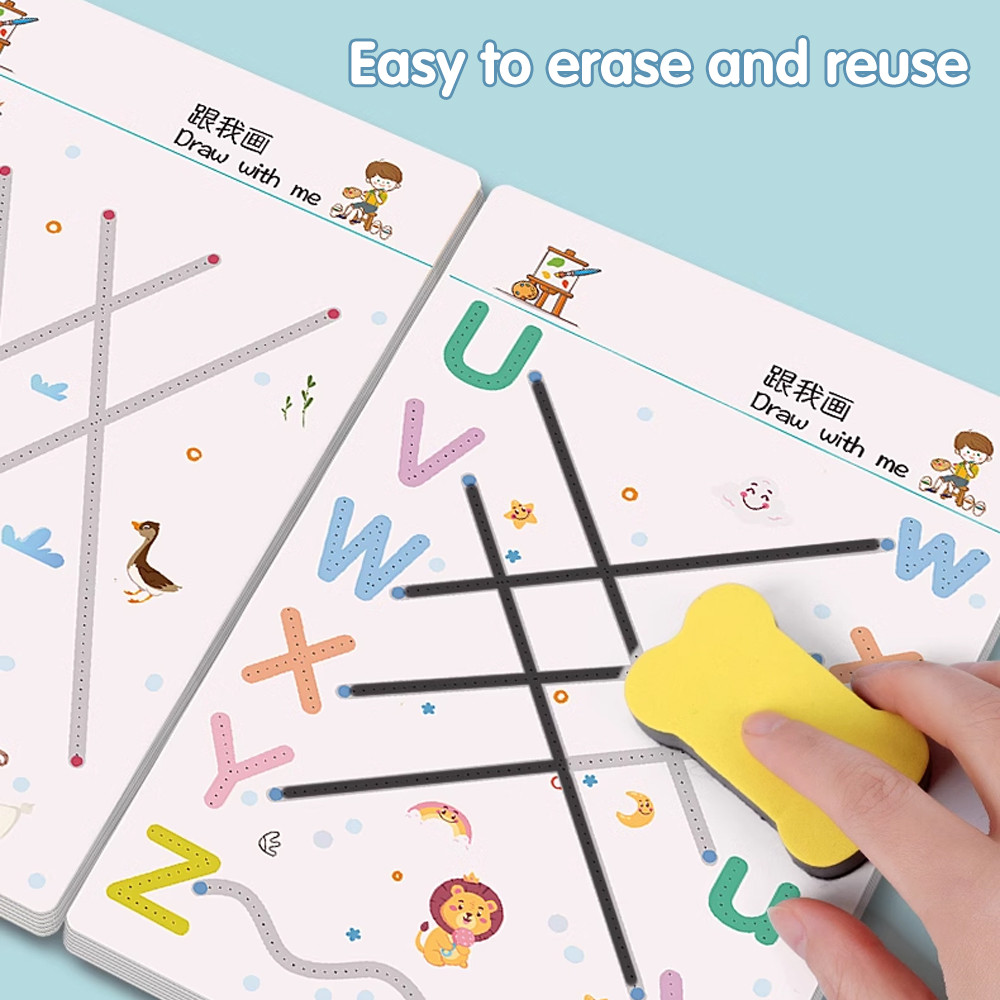 BEVAVAR Pen Control Training For Kids Reusable Magic Tracing Book ...
