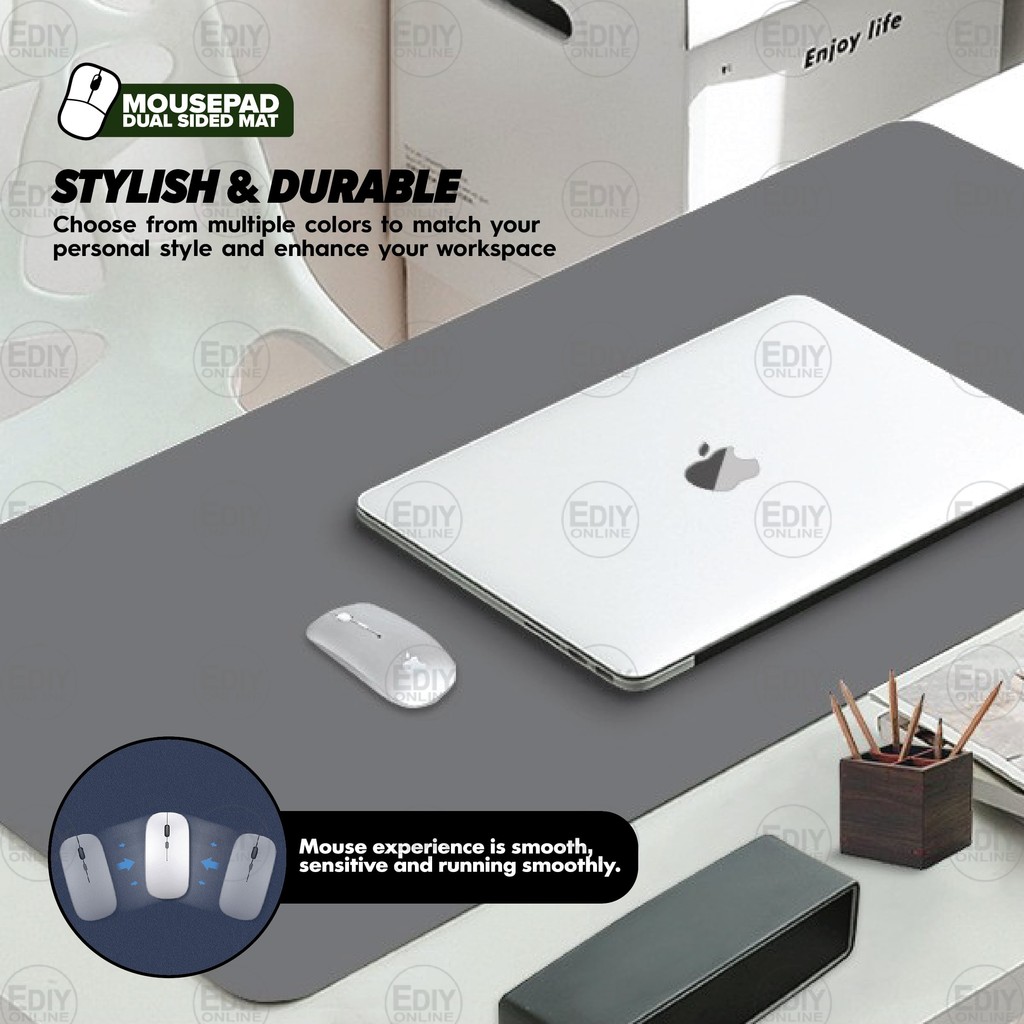 Double Single Side Mousepad Keyboard Mat Thick Leather Anti-slip Mouse ...