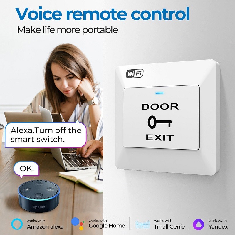 Tuya WIFI RF433 Door Exit Button Switch Smart Access Control WIFI Door Control Switch RF433 ...