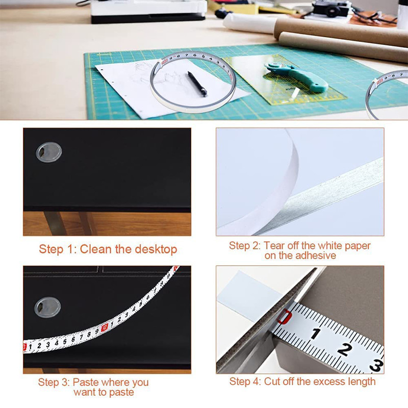 3/5cm Self-adhesive Ruler Scale Strip Stickers Stainless Steel Self ...