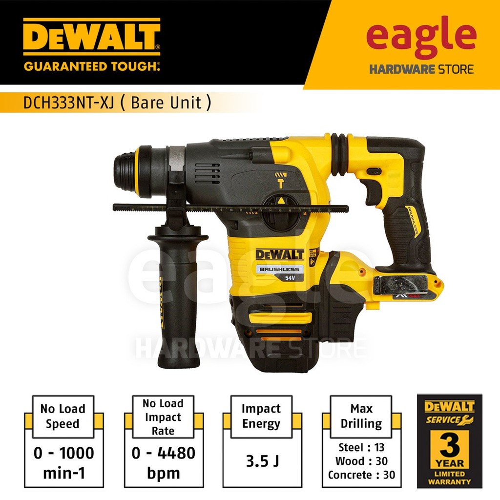 Dewalt Flexvolt DCH333NT-XJ 54V Brushless Cordless 3 Mode SDS-Plus ...