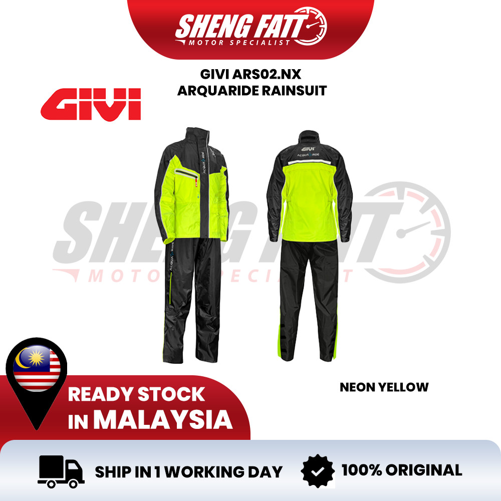 GIVI ARS02.AX ARQUARIDE Neon Yellow Raincoat Baju Hujan Waterproof Baju ...