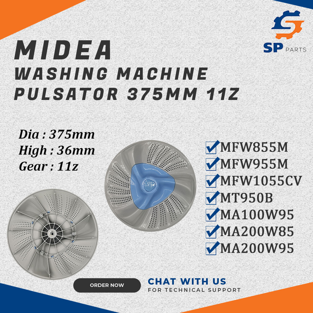 MIDEA WASHING MACHINES PULSATOR - 375MM - MFW855M/MFW955M/MFW1055CV ...