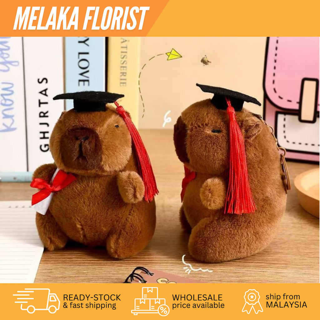 13cm CAPYBARA GRADUATION BEAR Plush Toy Cute Capibara Plushie Toy Anak ...