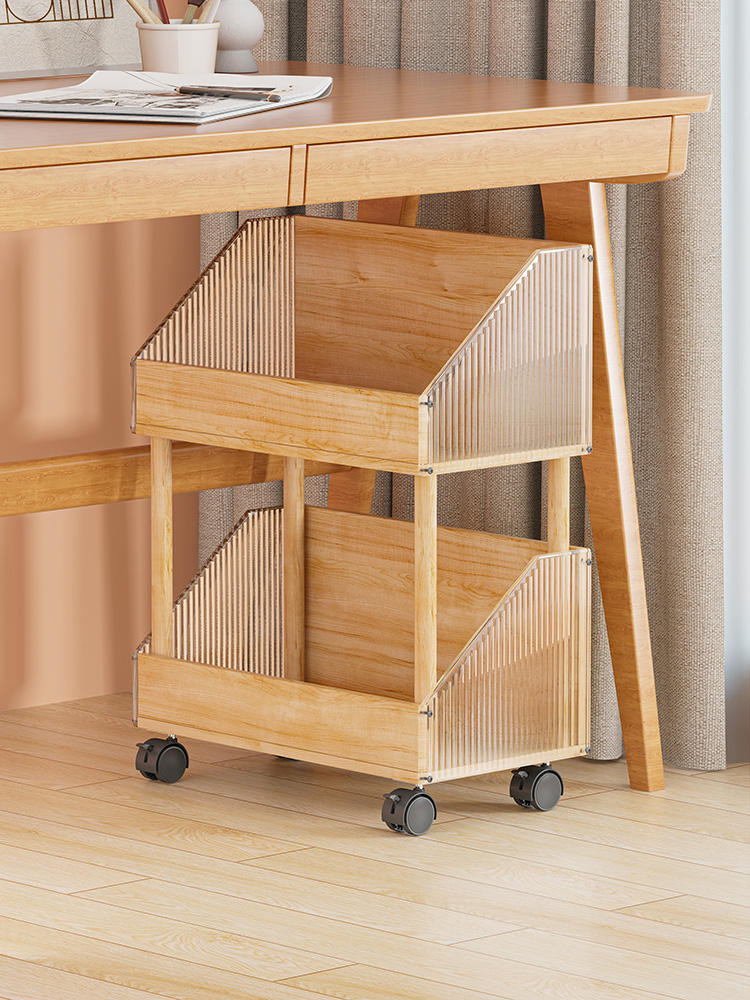 HOT!! Removable Bookshelf Under The Table With Wheels, Bedroom Storage ...
