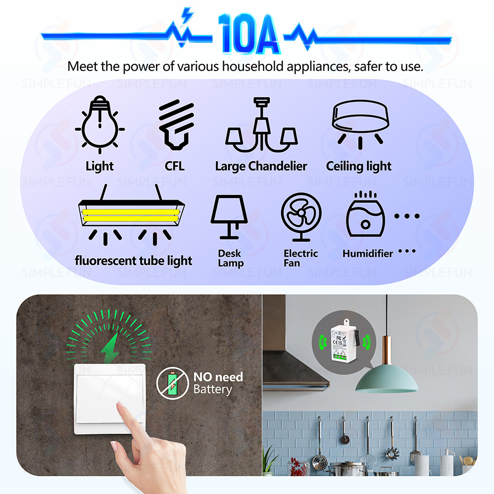 Mini Wireless Remote Control Light Switch 110V 220V 230V No Battery ...