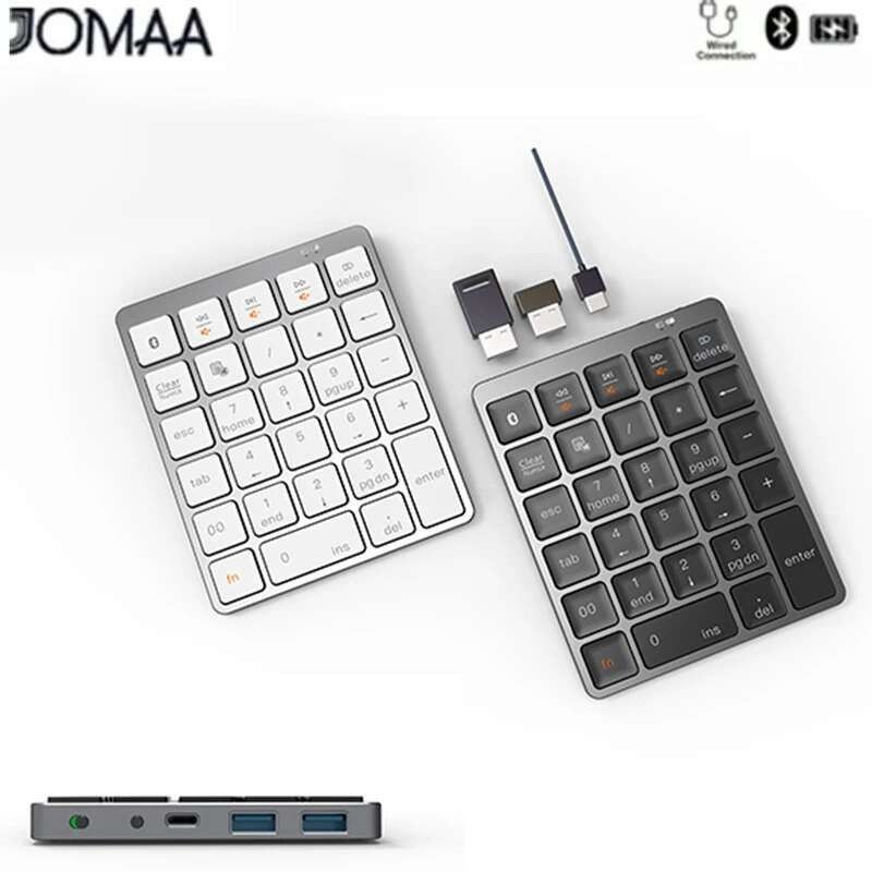 Jomaa Bluetooth Numeric Keypad with USB HUB 28 Keys Mini Numpad for ...