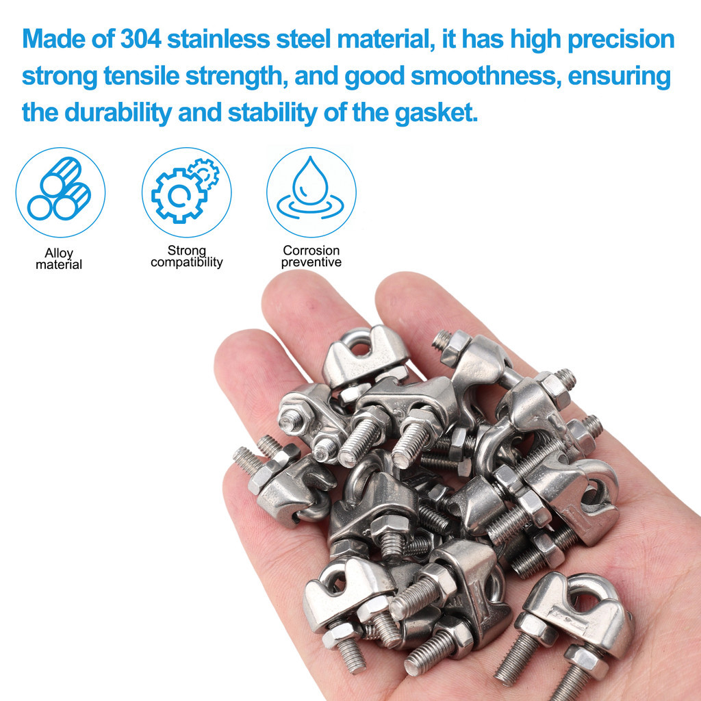 Stainless Steel U Type M3/M5 Cable Clamps - 3-5mm Adjustable Wire Rope ...