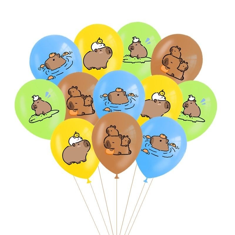 16pcs/se cartoon colored latex balloon labubu Peppa Pig page kapiba ...