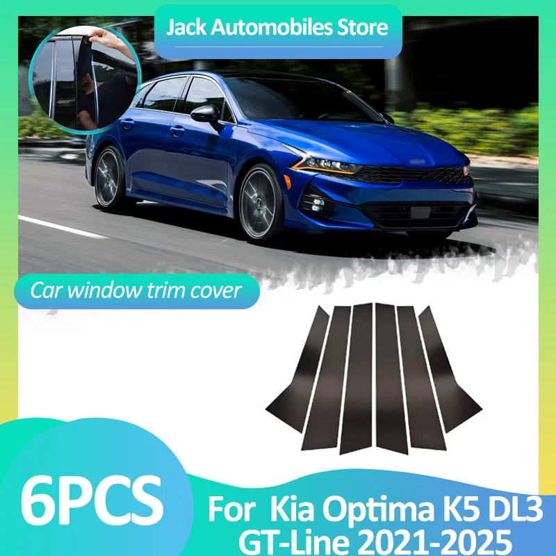 Car Window Cover For Kia Optima K5 DL3 GT-Line 2021~2025 2024 Pillar Column Door Stickers Black ...