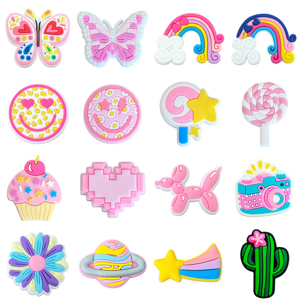 Jibbit Shoe Charms Cactus Clover Butterfly 32 Style of Decorations PVC ...