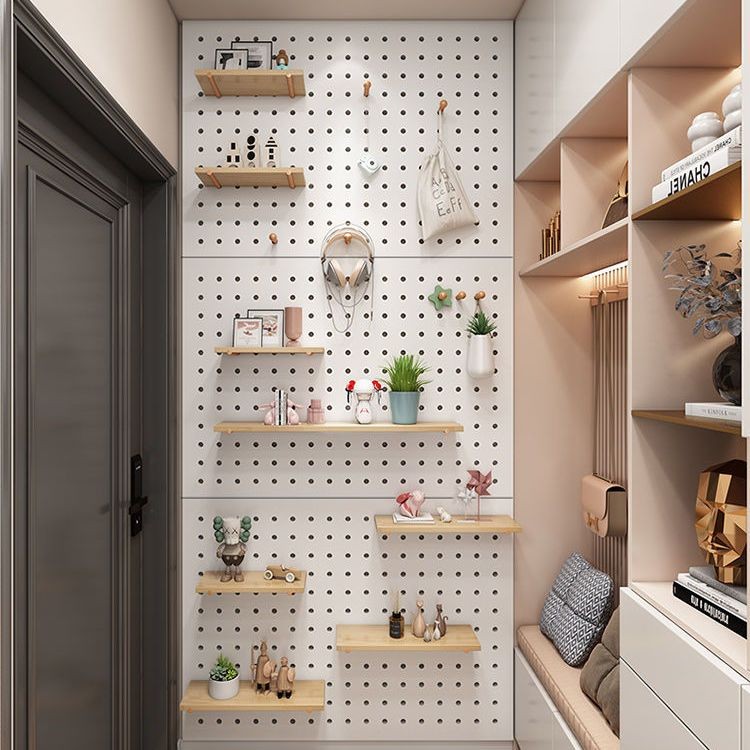 Solid Wood Perforated Board, Wall Storage Rack, Living Room Wall ...