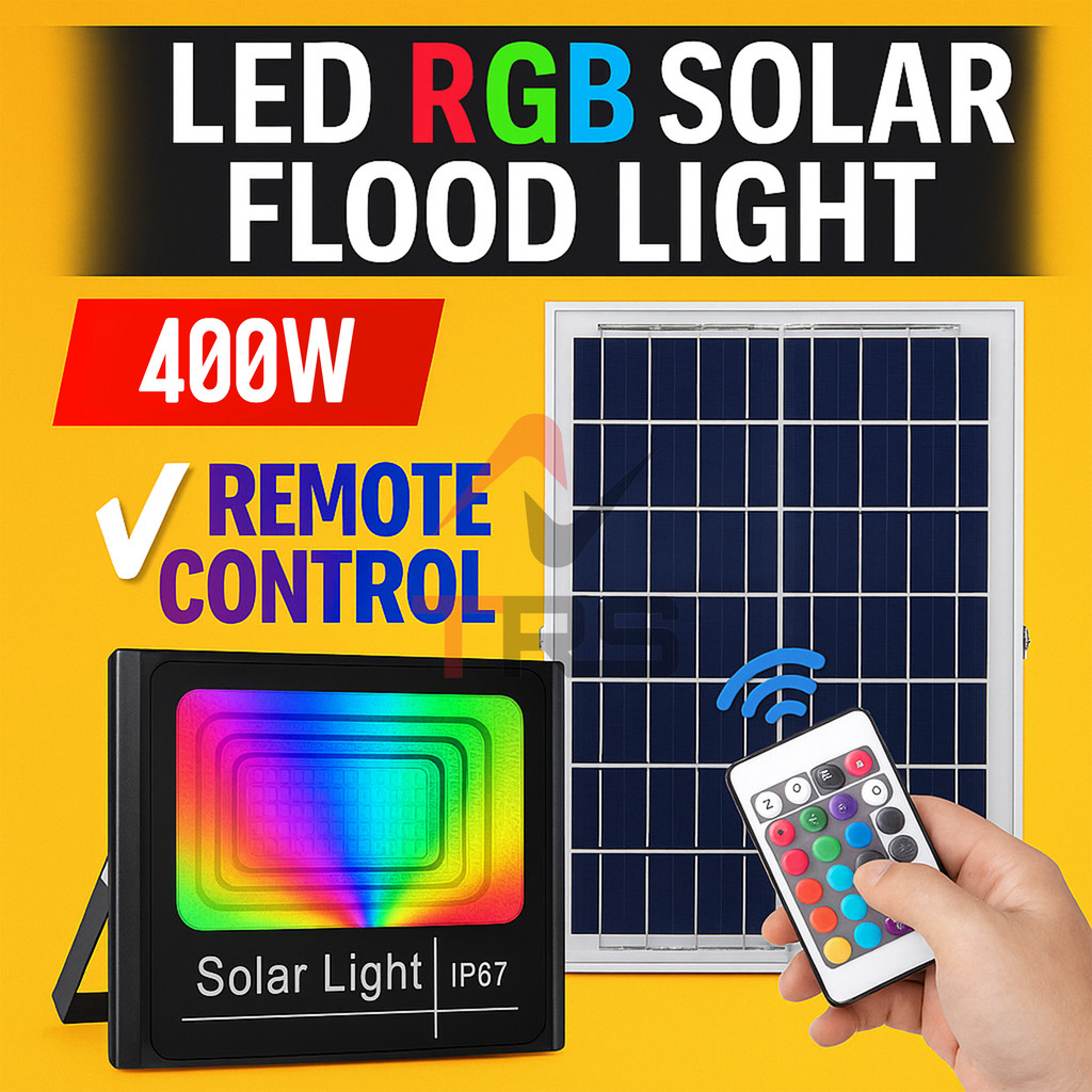 LED RGB Solar Flood Light 24-Button Remote Colorful 150W-400W IP67 ...