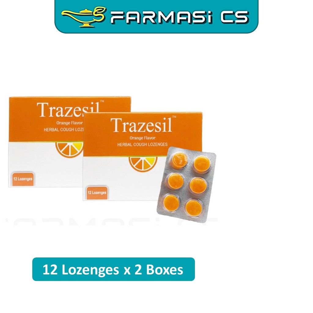 Trazesil Orange Flavour Herbal Cough 12 Lozenges x 2 Boxes EXP:12/2025 ...