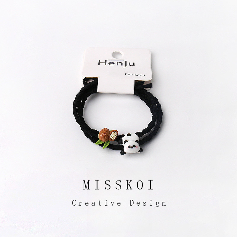 MJT Cartoon Cute Panda Hair Ring National Treasure Simple Girl High ...