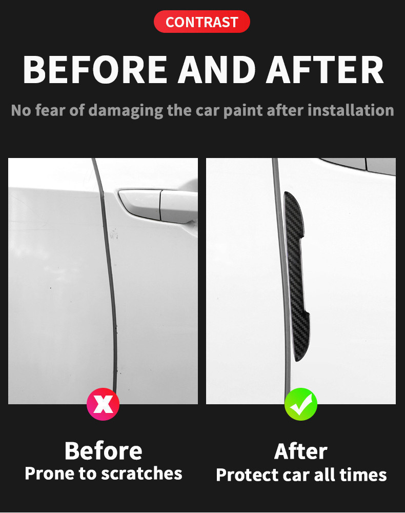 4Pcs Proton Car Door Anti-Collision Strip Guards Carbon Fiber Texture ...
