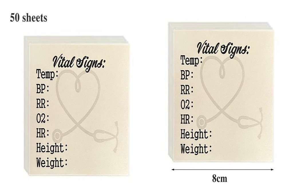 Love Pattern Medical Stickers Portable Vital Sign Notes 50 Sheets Vital ...