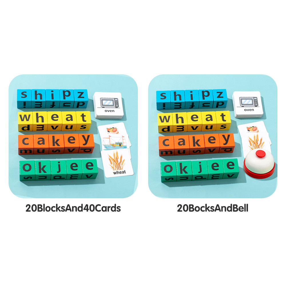 LAKOE Letter Spelling Block Flash Cards Game Alphabet Block Building ...