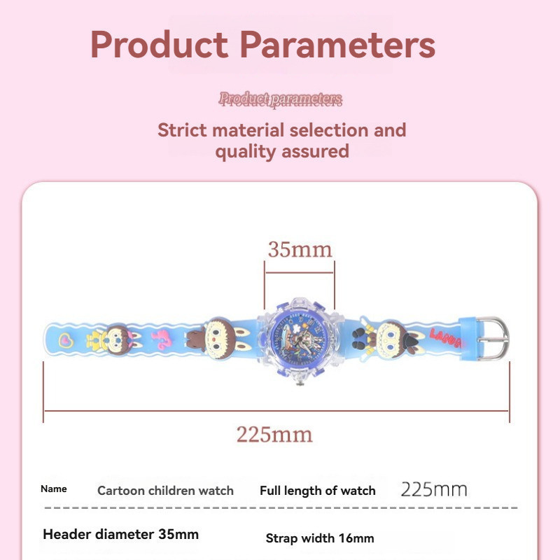 Labubu Cartoon Kids Quartz Watch Luminous Candy Colored Silicone Strap ...