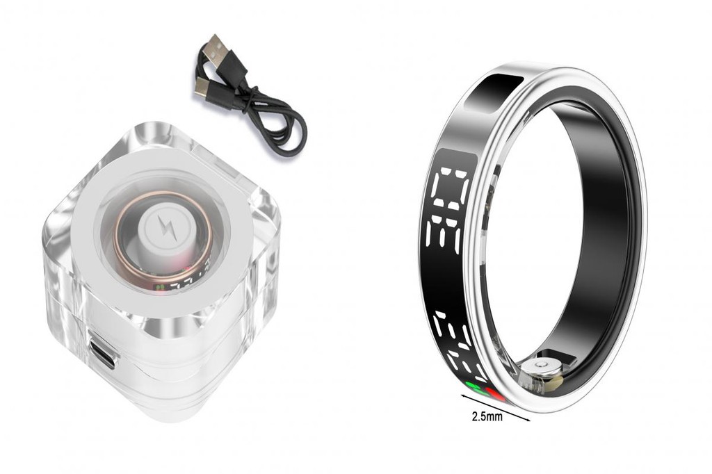 GRA- Waterproof Health Tracker Ring Heart Rate Monitoring Smart Ring ...