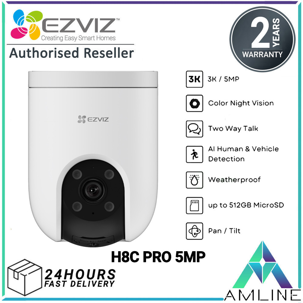 Ezviz H8C Pro 5MP 3K Pan/Tilt Color Night Vision Motion Detection Two ...