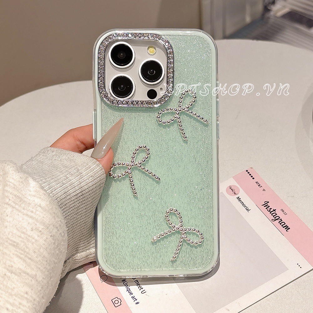 Bowknot GLITTER Acrylic Phone Case For iPhone 17 Pro Max 17 Air 16 15 ...
